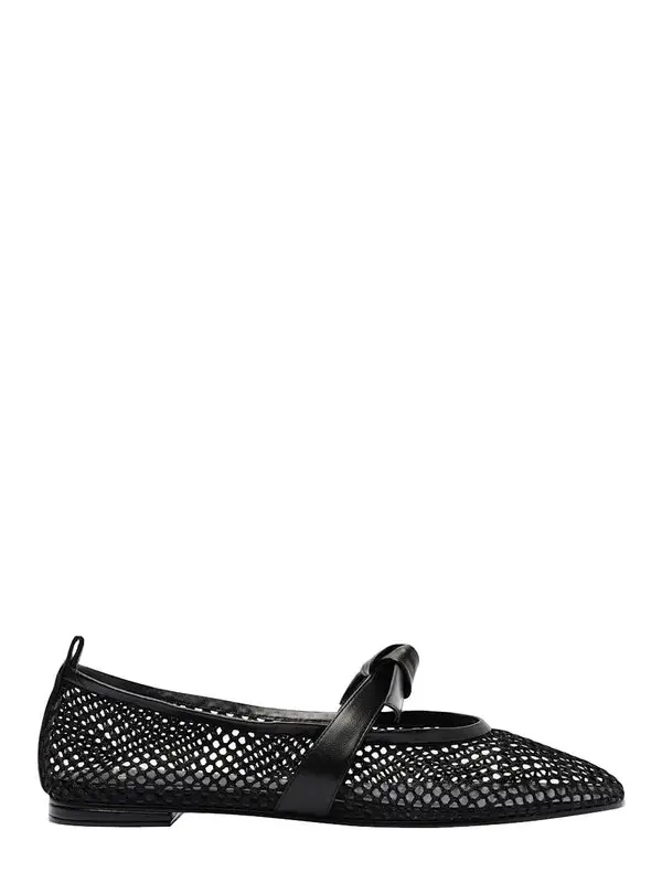ALEXANDRE BIRMAN Clarita Bow Fishnet Ballerina Flats - Black