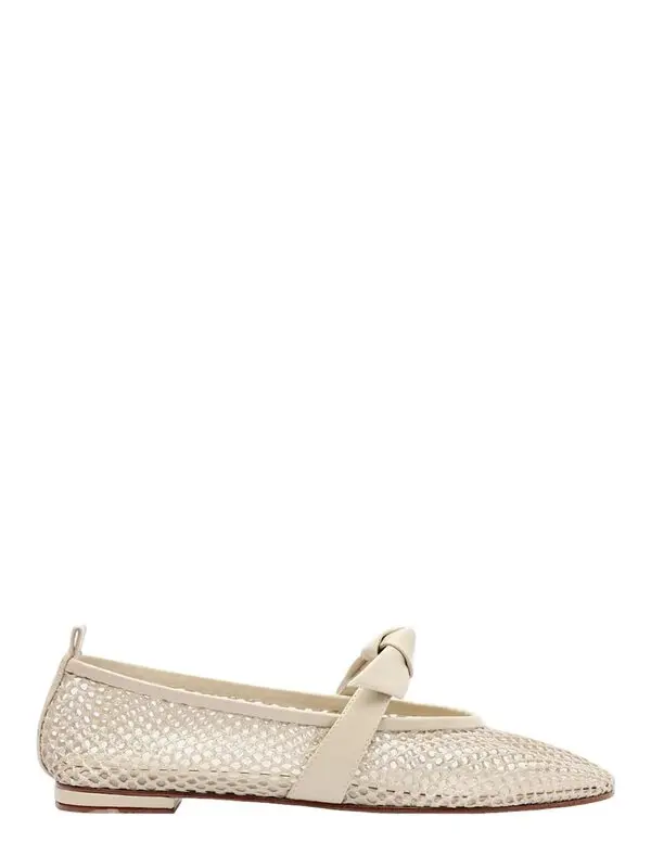 ALEXANDRE BIRMAN Clarita Bow Fishnet Ballerina Flats - Dove