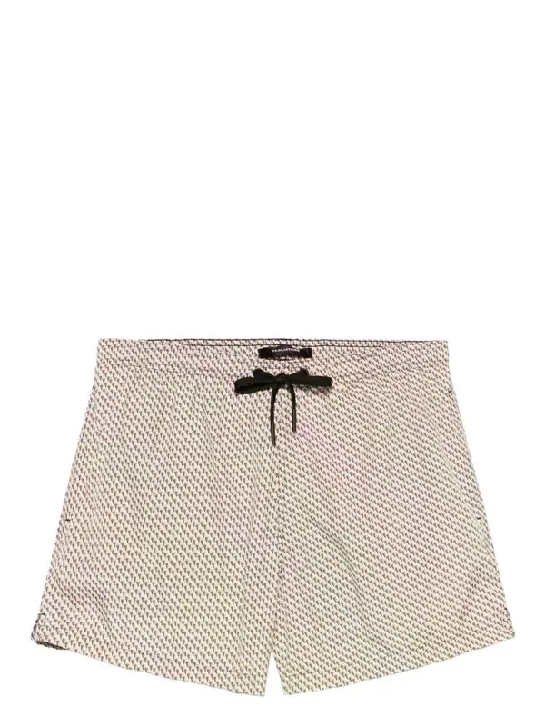 Tagliatore Geometric-print Swim Shorts - Neutrals