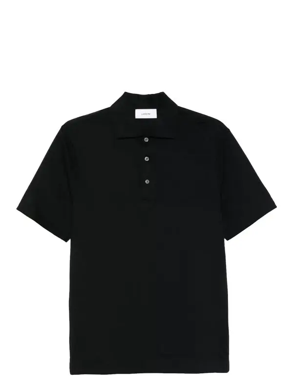 LARDINI Jersey Polo Shirt - Black