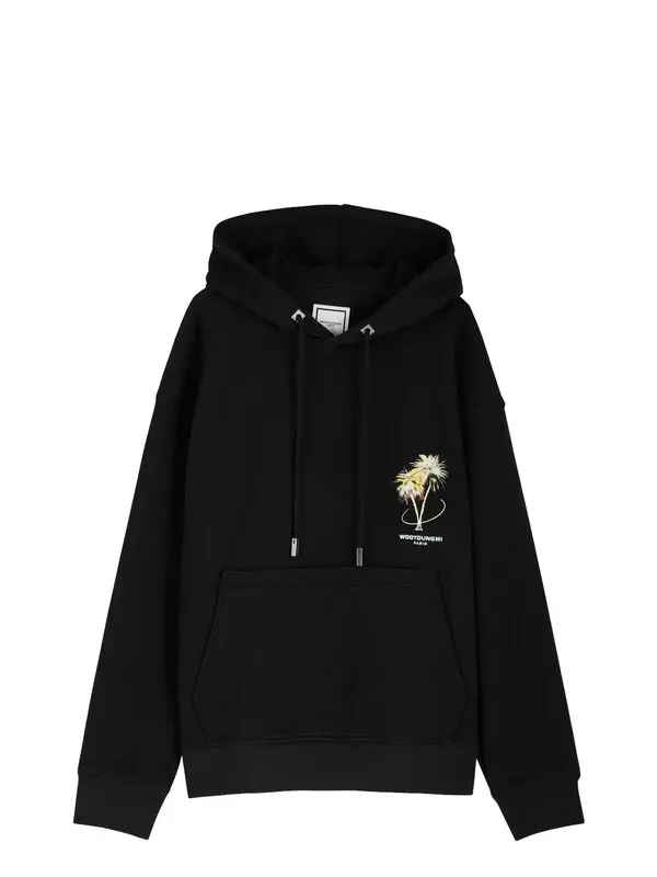 WOOYOUNGMI Logo-print Hooded Cotton Sweatshirt - Black