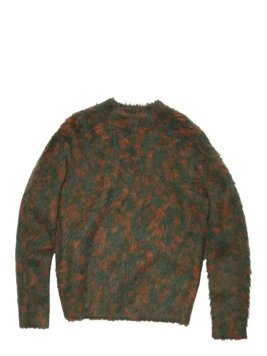 Acne Studios Brushed Wool Crewneck Sweatshirt - Forest Green/orange