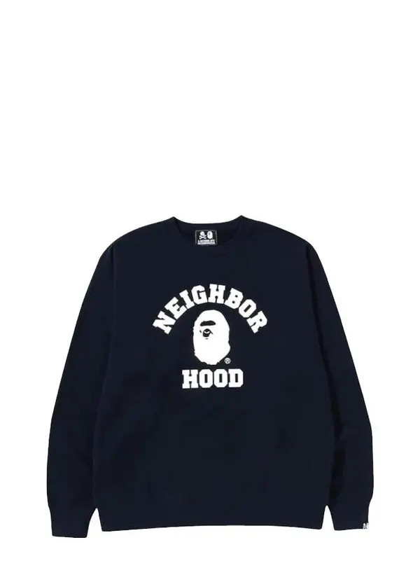 BAPE X Neighborhood Relaxed Fit Crewneck Sweatshirt - Navy Blue