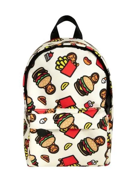 A BATHING APE Fast Food All Print Pattern Mini Backpack - Ivory