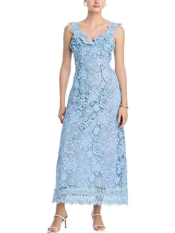 Waimari Orchid Lace Maxi Dress - Sky