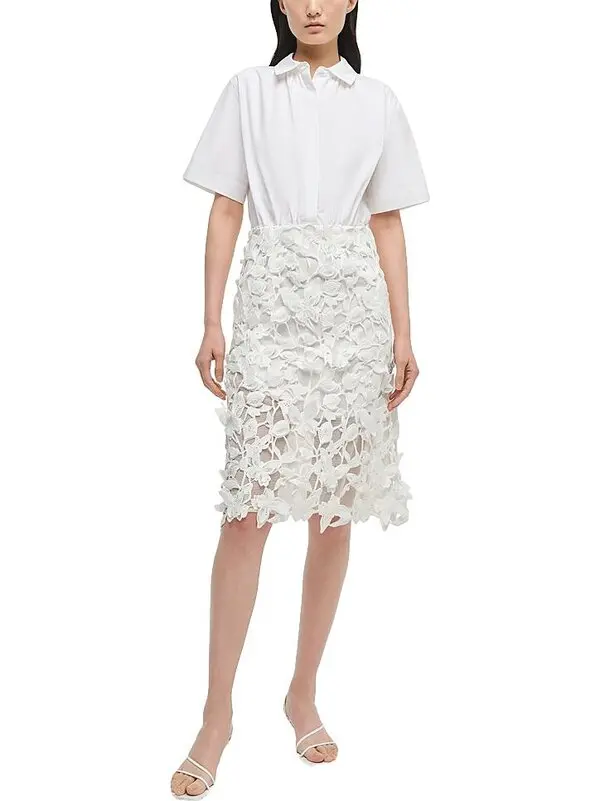 Simkhai Colette Applique Midi Combo Dress - White