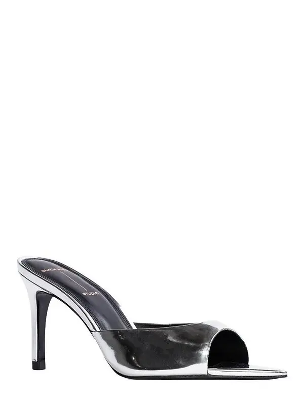 BLACK SUEDE STUDIO Brea Patent Leather High Heel Sandals - Silver