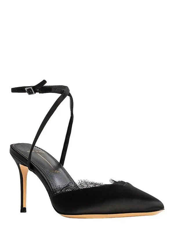 BLACK SUEDE STUDIO Lacey Ankle Strap Pumps - Black