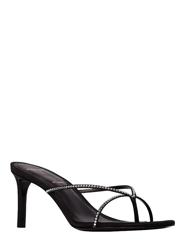 BLACK SUEDE STUDIO Jade High Heel Sandals - Black Satin