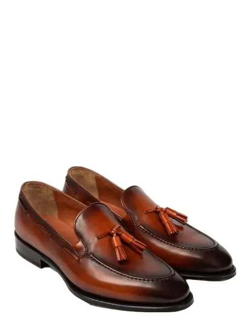ANTHONY VEER Camden Tassel Loafer - Amber Cognac Tan