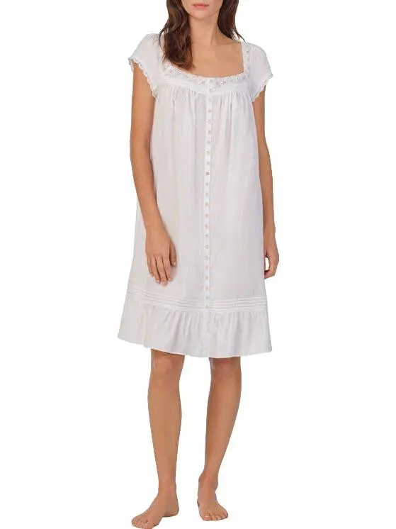 Eileen West Cap Sleeve Cotton Lawn Short Nightgown - White