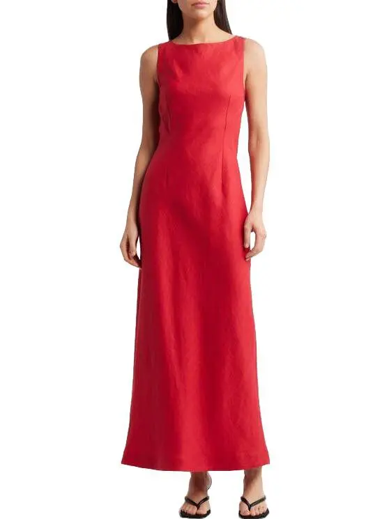 Faithfull The Brand Lydie Linen Maxi Dress - Red