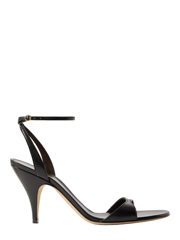 THE ROW Vika Leather Sandals - Black