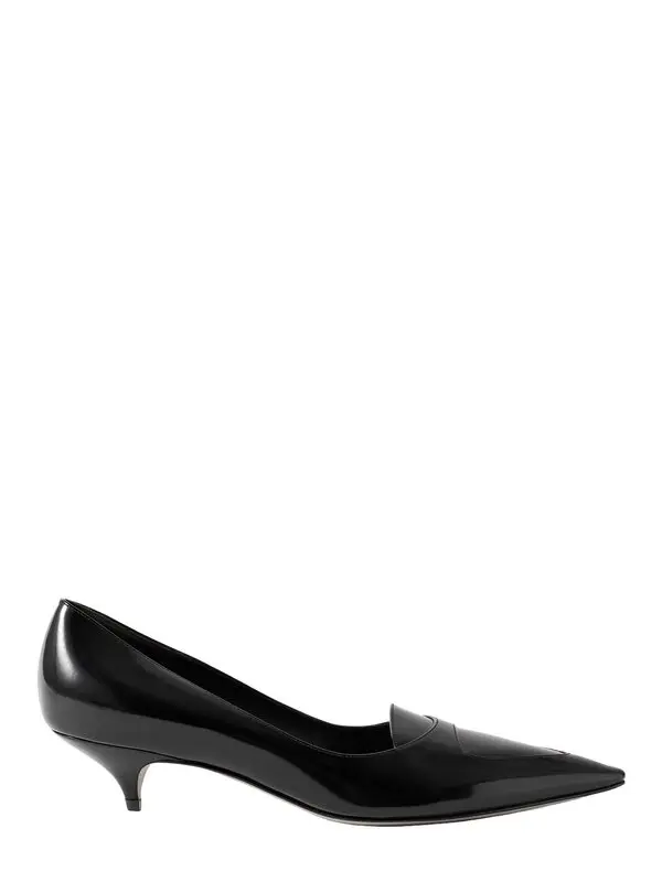 THE ROW Viv Kitten Glossed-leather Pumps - Black