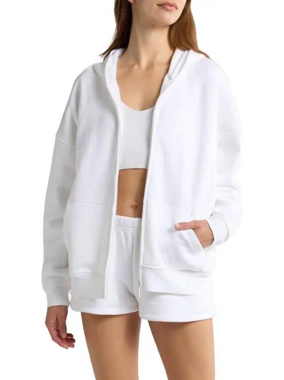 FLORENCE BY MILLS Oversized Zip-up Hoodie - Brt White