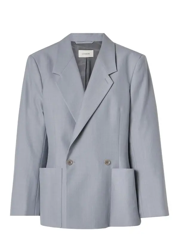 LEMAIRE Double-breasted Woven Blazer - Blue