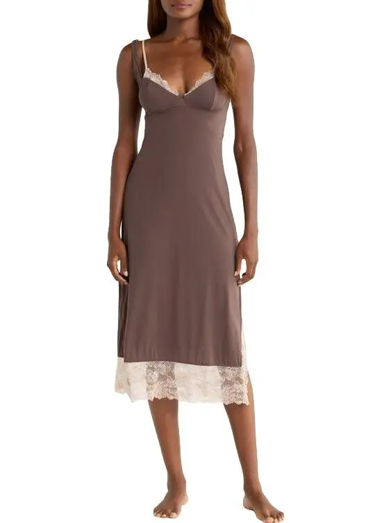 Free People Party Crasher Midi Nightgown - Mushroom/double Espresso