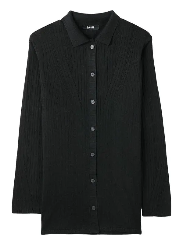 Gobi Cashmere Silk Cashmere Knit Cardigan - Black