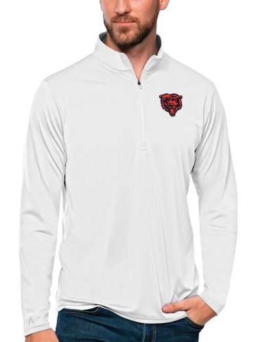 ANTIGUA Chicago Bears Tribute Quarter-zip Pullover Top - White