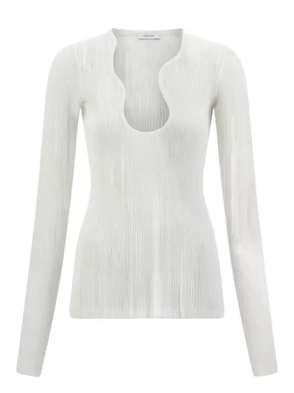 FERRAGAMO Rippled-neckline Sweater - White
