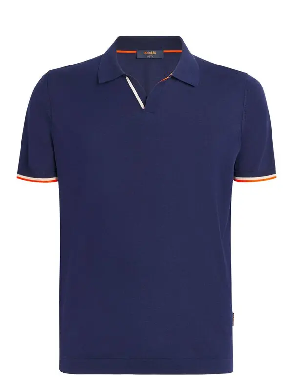 MOORER Contrast-detail Polo Shirt - Navy