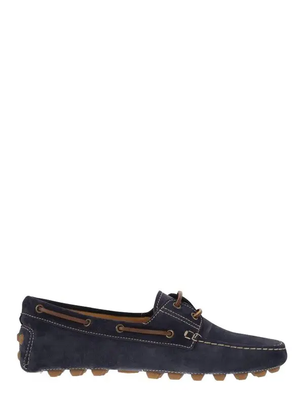 TOD'S Rubber Bubble Suede Boat Loafers - Blue