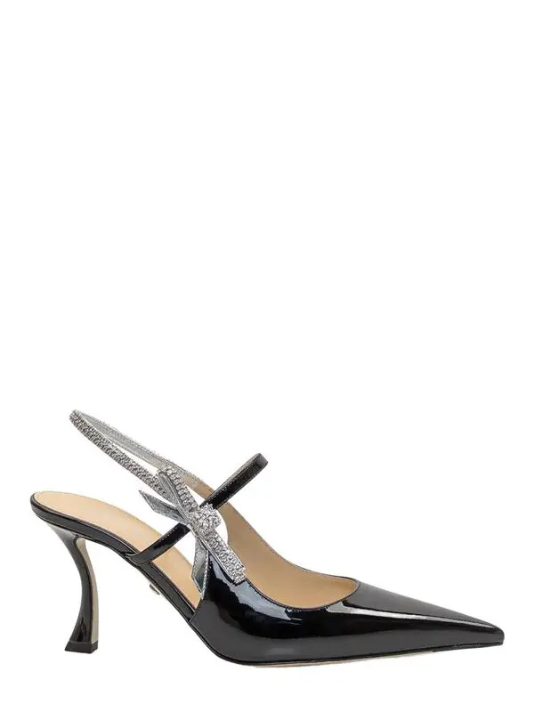 Mach & Mach Crystal Cube Patent Leather Slingbacks - Black
