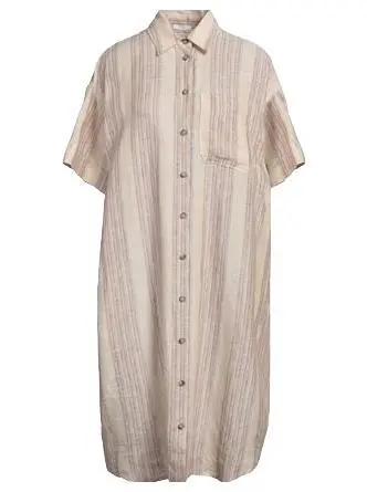 Peserico Linen Striped Shirt Dress - Beige