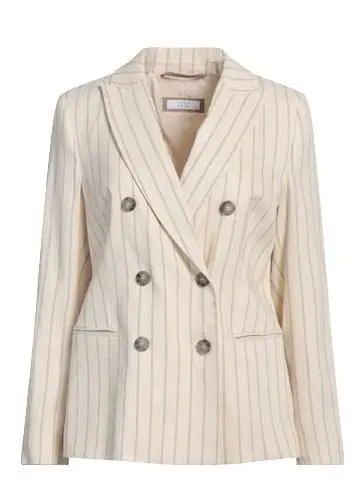 Peserico Easy Double-breasted Striped Blazer - White