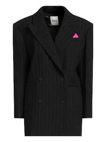 Sandro Double-breasted Pinstriped Blazer - Black
