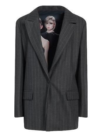 CRISTINAEFFE Pinstriped Single-breasted Blazer - Charcoal