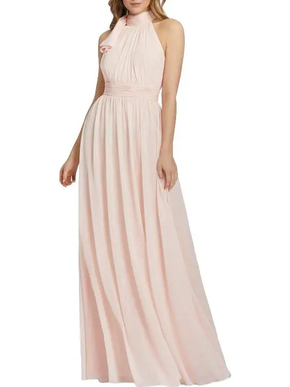 Mac Duggal Chiffon Halter Neck Gown - Blush