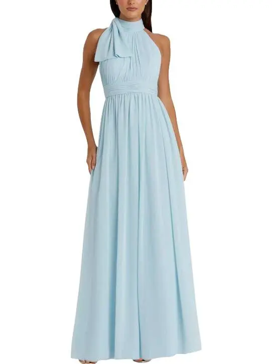 Mac Duggal Chiffon Halter Neck Gown - Powder Blue