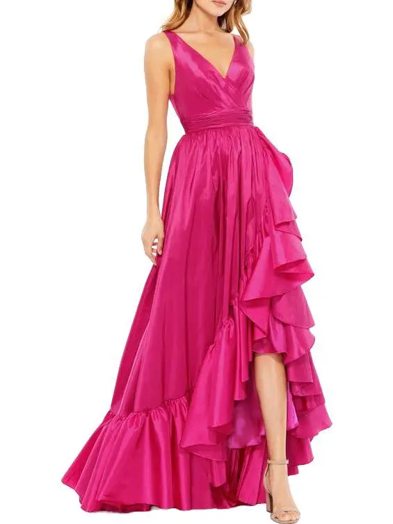 Mac Duggal Sleeveless Taffeta High-low Gown - Magenta