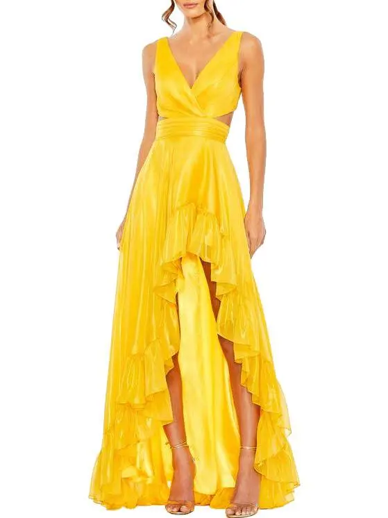 Mac Duggal Sleeveless Cut Out High-low Gown - Marigold