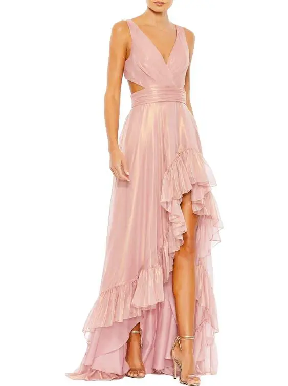 Mac Duggal Sleeveless Cut Out High-low Gown - Rose Gold