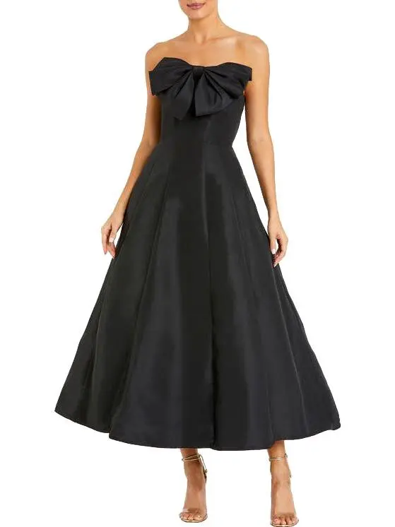 Mac Duggal Strapless Midi Ballgown With Bow - Black
