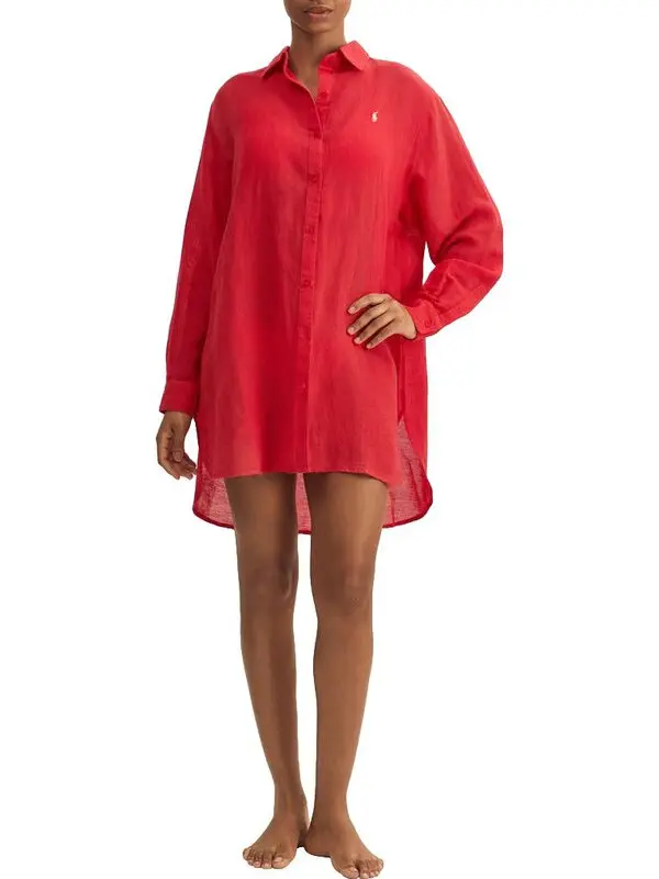 Polo Ralph Lauren Organic-cotton-and-linen Cover-up Tunic - Cruise Red