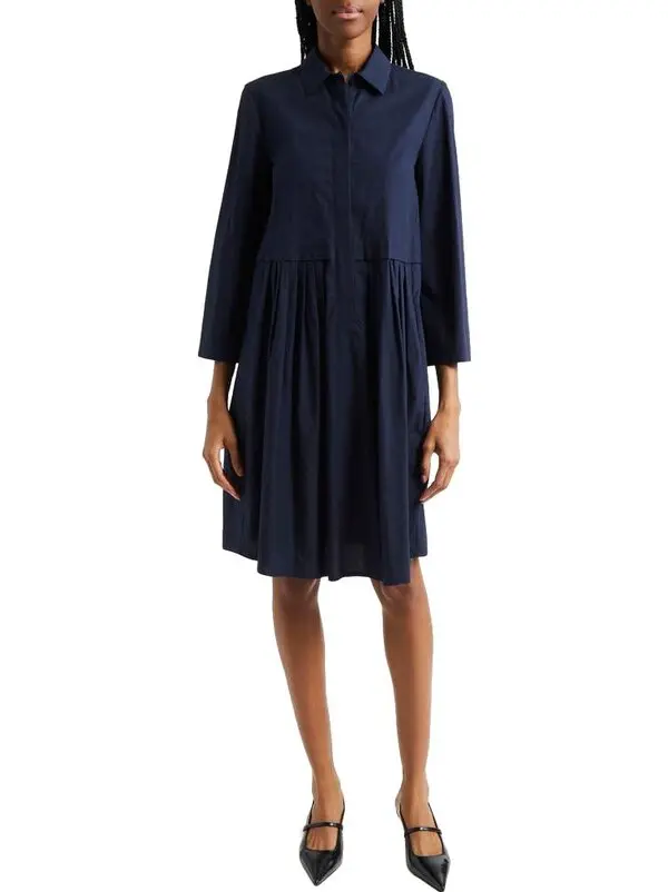 Emporio Armani Cotton Poplin Shirtdress - Solid Dark Blue