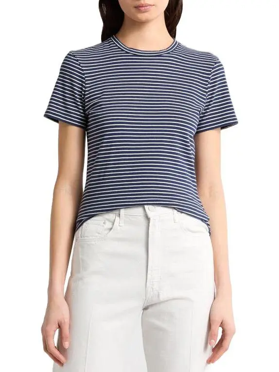 NILI LOTAN Lana Stripe T-shirt - Navy/ Natural Stripe
