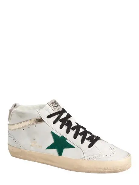 GOLDEN GOOSE Mid Star Bio Sneaker - White/green/platinum/pink