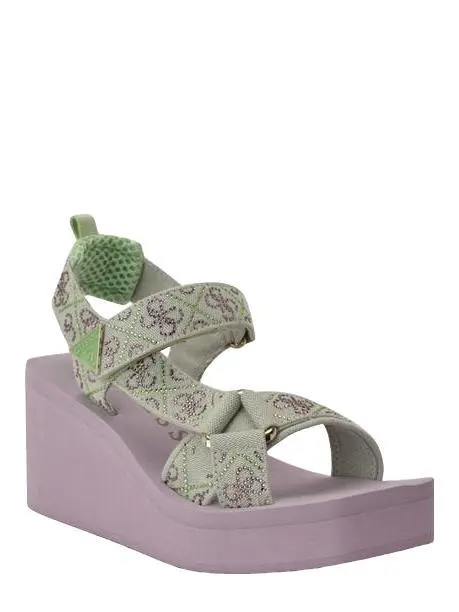 Guess Dawsin Platform Wedge Sandal - Light Green