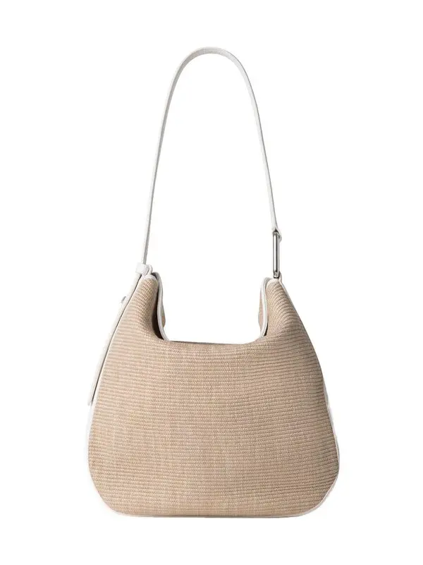 Akris Medium Anna Raffia Hobo Bag - Nature/ White