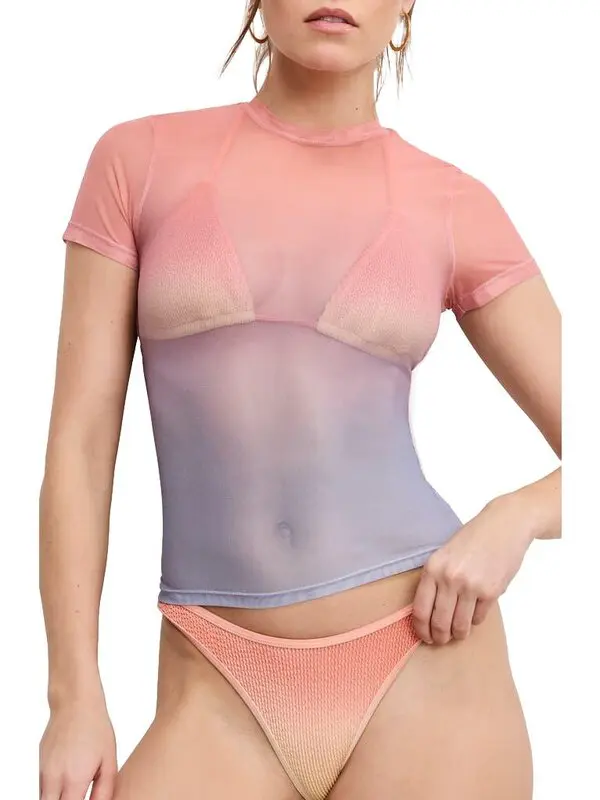 Good American Mesh Baby Tee - Sunset Gradient004