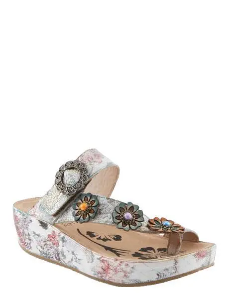 SPRING STEP SHOES Blissbloom Wedge Flip Flop - Ice Multi