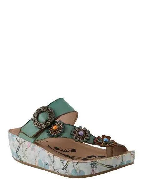 SPRING STEP SHOES Blissbloom Wedge Flip Flop - Mint Green