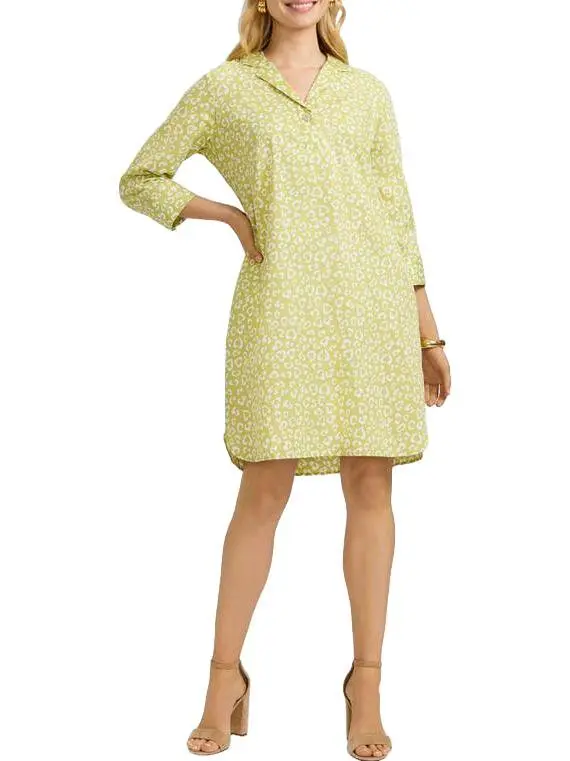 Foxcroft Sloane Leopard Spot Shirtdress - Chartreuse Multi