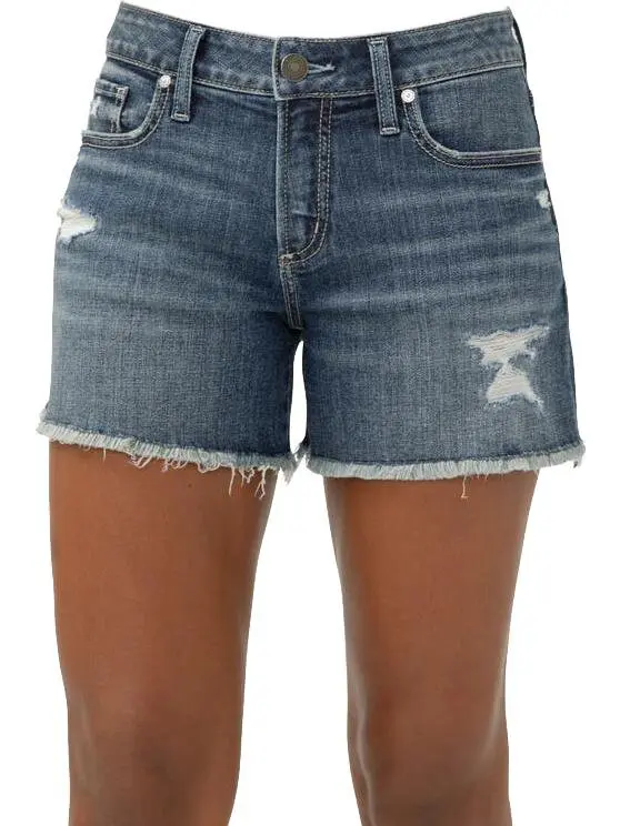 SILVER JEANS CO. Suki Curvy Mid-rise Denim Shorts - Indigo