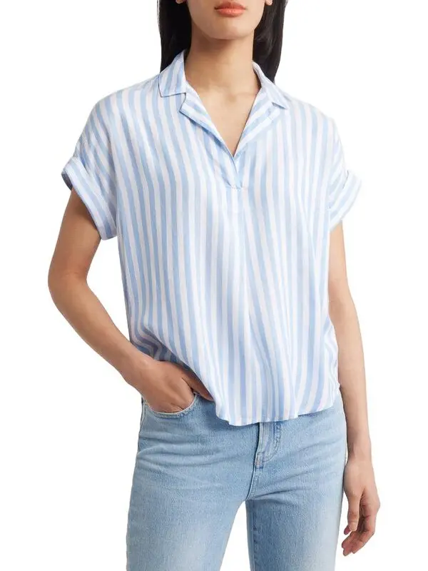 BEACHLUNCHLOUNGE Deni Stripe Shirt - Forever Blue