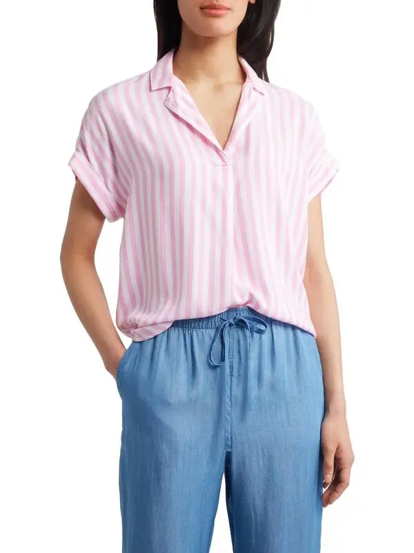 BEACHLUNCHLOUNGE Deni Stripe Shirt - Pink Flamingo